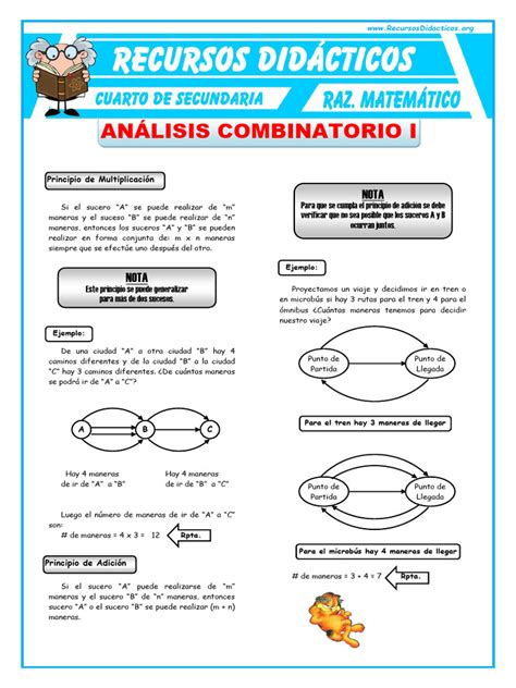 Ejercicios De Analisis Combinatorio Para Cuarto De Secundaria Pdf