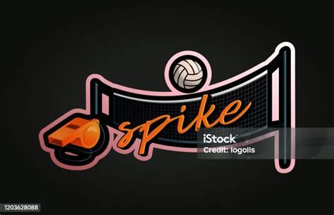 스포츠 게임 어두운 배경에 고립 된 활동 레저에 대한 벡터 현실적인 배구 그물 휘파람과 공 스티커 그림 해변 플레이 요소의 벡터 그림입니다 0명에 대한 스톡 벡터 아트 및