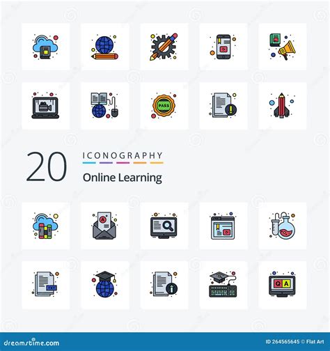 20 Online Learning Line Filled Color Icon Pack Like Lab Website Education Web Education Stock