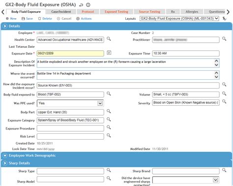 Entering Details Of A Body Fluid Exposure