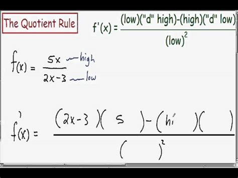Quotient Rule Example Youtube 3 1 Product And Quotient Rules Youtube