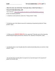 PSY HOMEWORK REAL LIFE TROLLEY PROBLEM PTS Pdf NAME PSY HOMEWORK PTS CHPT