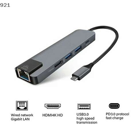 Nuannubbb 5 In 1 อะแดปเตอร์ฮับ Usb Type C พร้อมที่ชาร์จอีเธอร์เน็ต 4k Hdmi Pd Rj45 Shopee Thailand