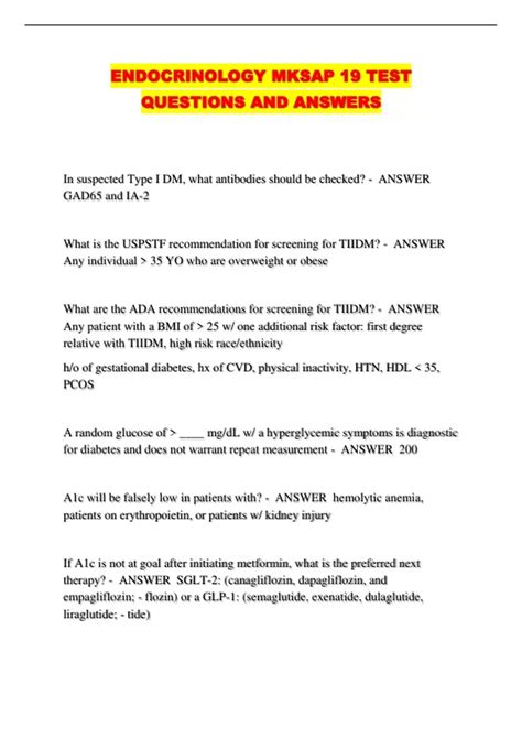 Endocrinology Mksap 19 Test Questions And Answers Mksap Stuvia Us