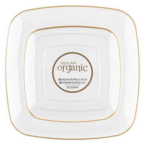 White Square Plates With Gold Trim