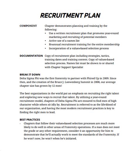 Recruitment And Retention Plan Template