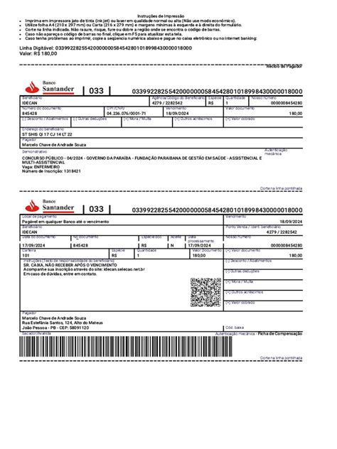 Instruções De Impressão Para Pagamento Pdf