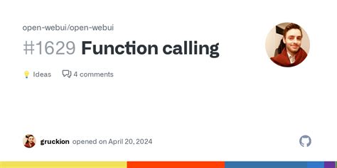 Function Calling · Open Webui Open Webui · Discussion 1629 · Github
