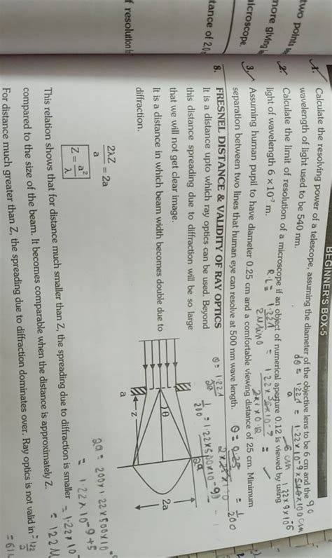 1 Calculate The Resolving Power Of A Telescope Assuming The Diameter Of