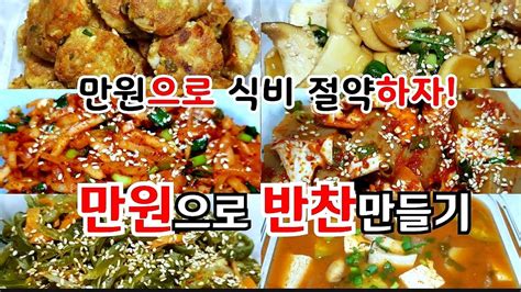 만원으로 반찬만들기 요리유튜버 밑반찬만들기 식비절약 6가지 일주일 반찬만들기 Youtube