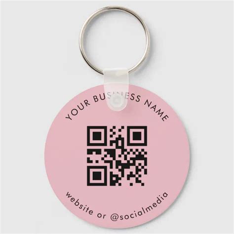 Dusty Pink Add Your Custom Business Qr Code Scan Keychain Zazzle