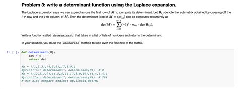 Solved Problem 3 Write A Determinant Function Using The