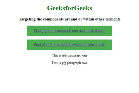 how to target components around or within other elements in css geeksforgeeks