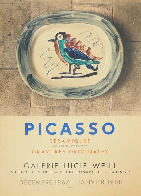 Pablo Picasso Madoura Ceramics Colored Bird Lithograph Poster £173