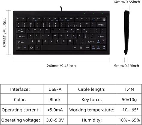 CUQI Mini Keyboard Small Wired Keyboard Scissor Keys USB Interface Compact Keyboard For
