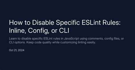 How To Disable Specific Eslint Rules Inline Config Or Cli