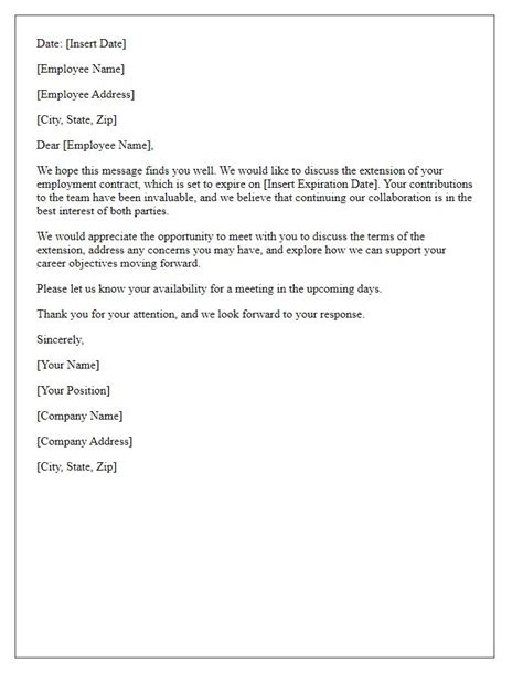 Letter Template For Employee Contract Extension Free Samples In PDF Letterin