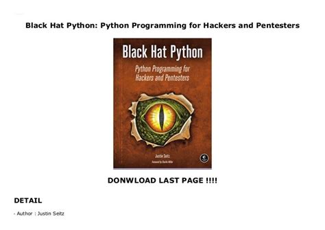 Black Hat Python Python Programming For Hackers And Pentesters