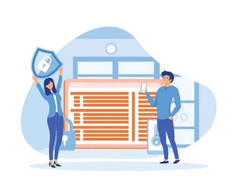 Premium Vector Flat Data Security System Concept With People