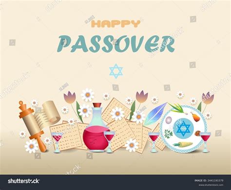 Happy Passover Pesachgreeting Card Booklet Invitation Stock Vector Royalty Free 2441191579