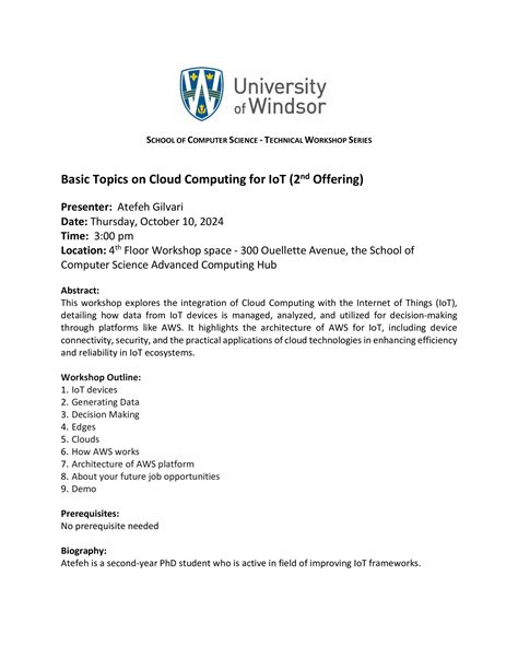 Technical Workshop Basic Topics On Cloud Computing For Iot 2nd