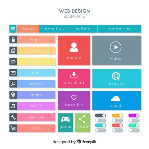Free Vector Colorful Web Design Button Collection With Flat Design