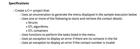 Solved Specifications O Create A C Project That O Uses An Chegg Com