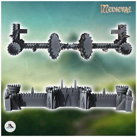 3d Printable Modular Elf Great Wall With Battlement Towers 22