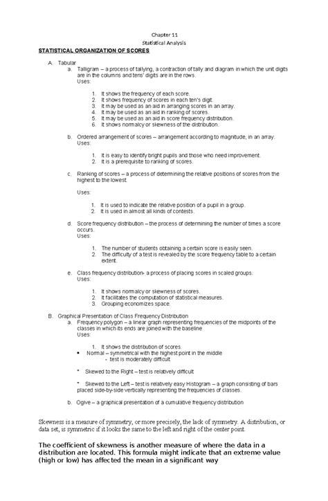 Chapter 11 Statistical Analysis No Quiz Chapter 11 Statistical