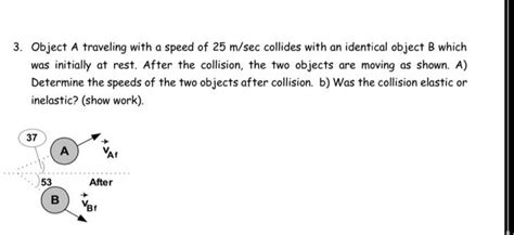 Object A Traveling With Speed Of 25 Msec Collides With An Identical