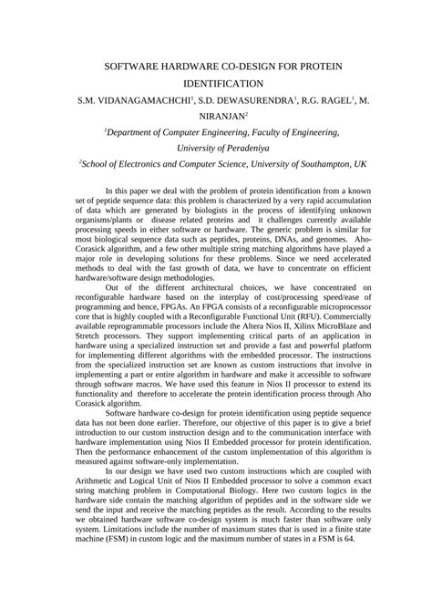 Pdf Software Hardware Co Design For Protein Identification