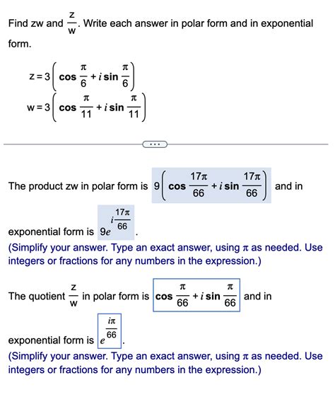 Solved Find Zw And Z W Write Each Answer In Polar Form And Chegg