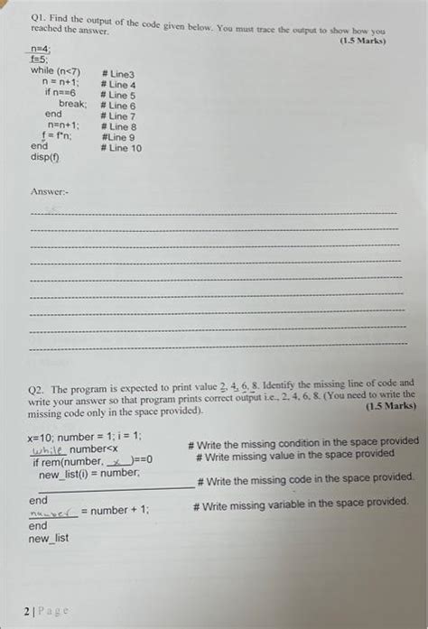 Solved Q1 Find The Output Of The Code Given Below You Must