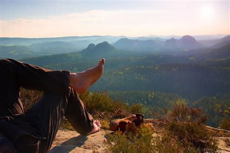 Premium Photo Naked Male Hairy Legs In Dark Hiking Trousers Take A