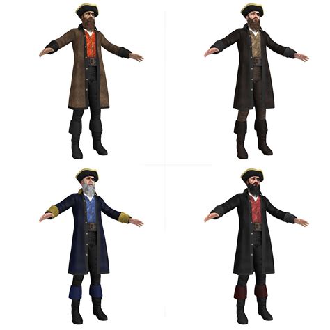 해적 권총 3d 모델 5 Obj Fbx Blend Free3d