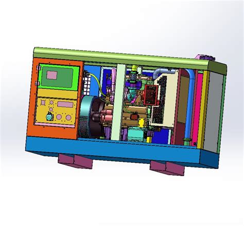 进口品牌900千瓦大型柴油三相交流发电机step 模型图纸下载 懒石网