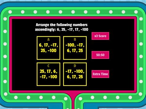 Comparing Rational Numbers Gameshow Quiz