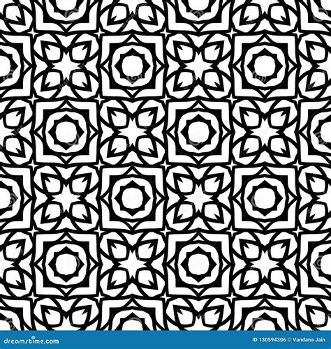 Black And White Seamless Pattern Geometrical Lining Background Squares Stock Vector
