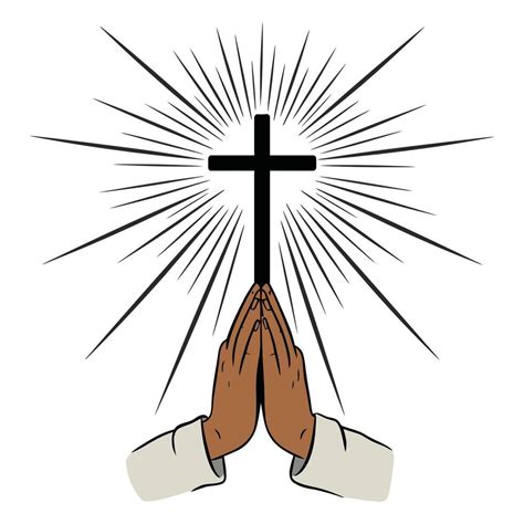 Praying Hands Under A Radiant Cross Illustration 51818858 Vector Art At Vecteezy