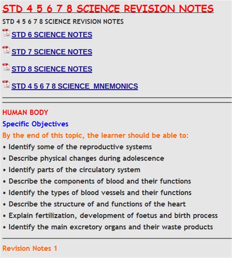 Std 5 6 7 8 Science Revision Notes Kcse Online