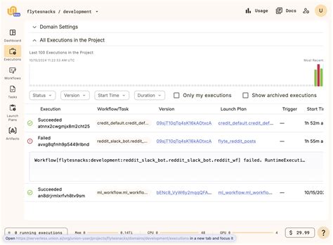 Viewing Workflow Executions In The UI Union Docs