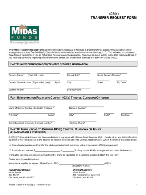 Fillable Online This 403 B Transfer Request Form Gathers Information Necessary To Facilitate A