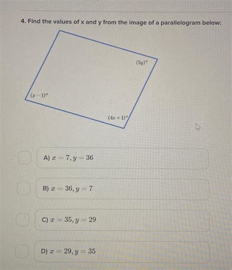 Solved Find The Values Of X And Y From The Image Of A Chegg