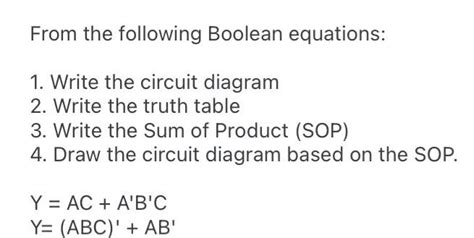 Solved From The Following Boolean Equations Write The Chegg Com