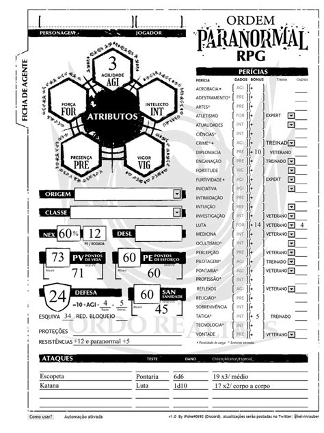 Fiche De Personnage Pour Jeu De Rôle Pdf