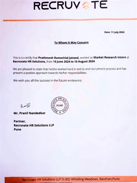 Prathmesh Jaiswal On Linkedin Internship Mba Marketresearcher Recruvatehrsolutions Diems