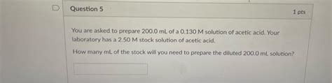 Solved You Are Asked To Prepare 200 0 ML Of A 0 130M Chegg Com