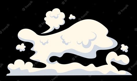 연기 특수 효과 템플릿 만화 증기 구름 퍼프 미스트 미스트 수증기 또는 먼지 폭발 프리미엄 벡터