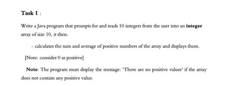 Task 1 Write A Java Program That Prompts For And Reads 10 Integers
