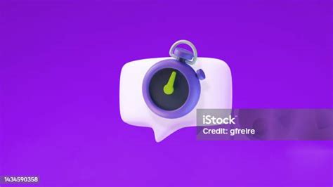 3d 발롱 채팅 타이머 이모티콘 아이콘 메시지 보라색 귀여운 대화 그림 렌더링 3차원 형태에 대한 스톡 벡터 아트 및 기타